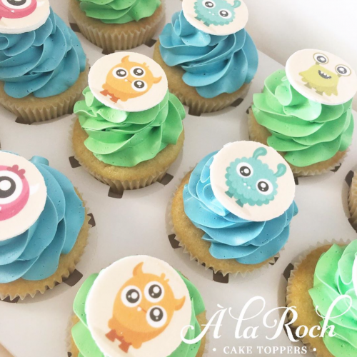 Dozen Vanilla Cupcakes with Edible Image Disc - À la Roch Cakes & Sweets